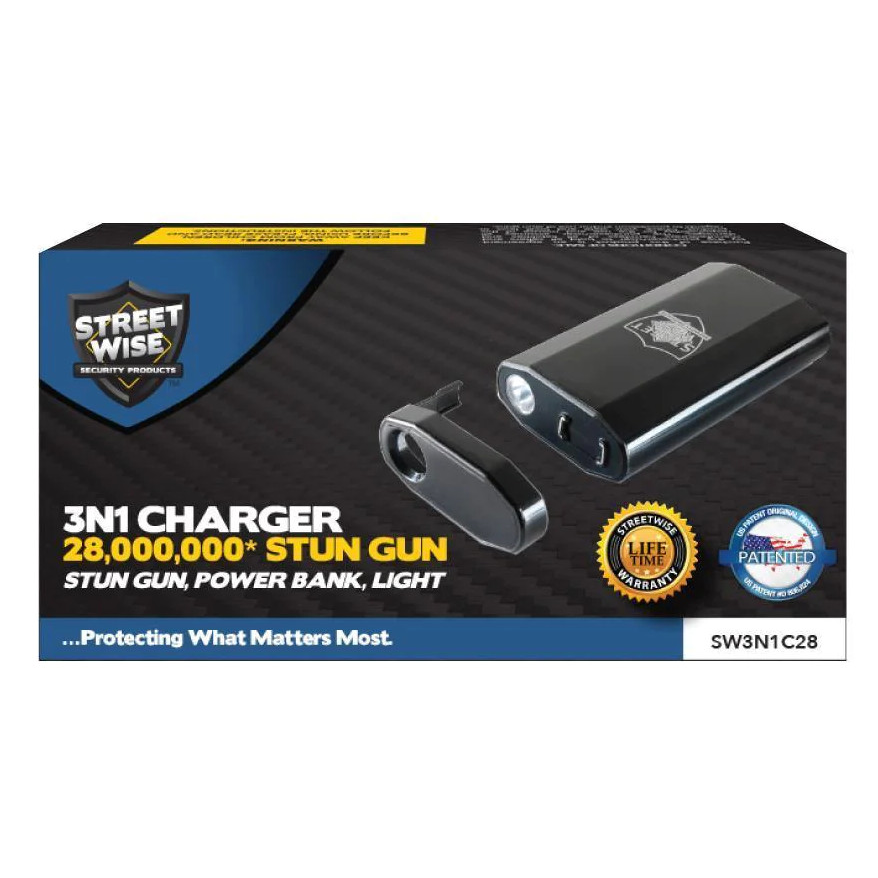 Stun Gun Power Bank - 3-in-1 Charger, Flashlight, and Self-Defense